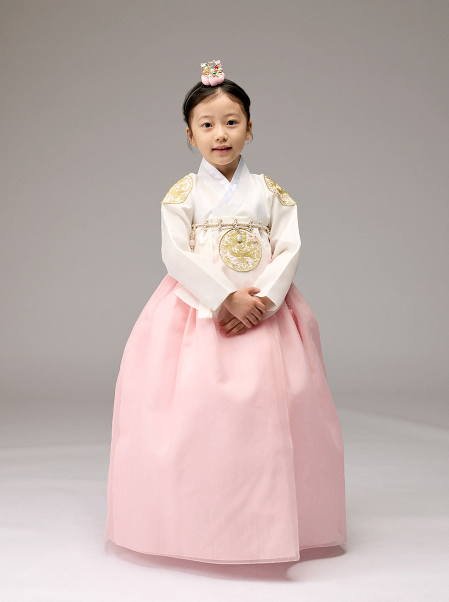 Pink with 3 Dragon Embroideries Girl Hanbok – Joteta Korean Online Shop