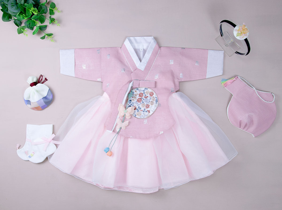 Lovely in Pink 100 Days Baby Girl Hanbok – Joteta Korean Online Shop