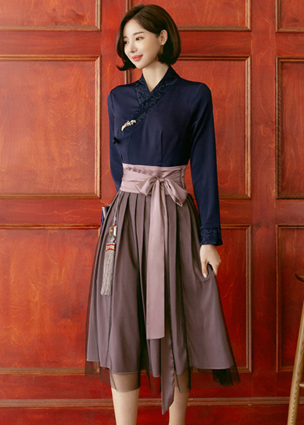 Dawn Navy Modern Hanbok Dress – Joteta Korean Online Shop