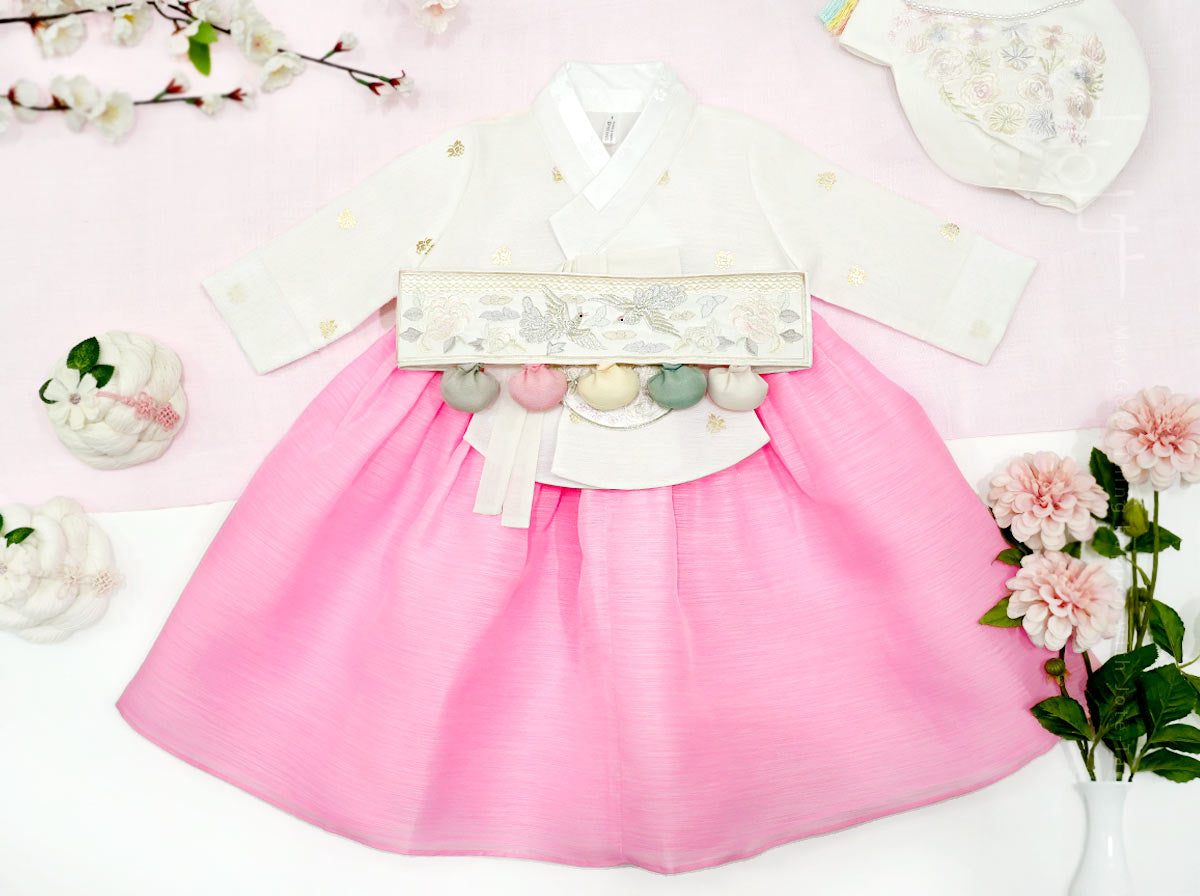 Cute Rose Embroidery Baby Girl Hanbok in Pink – Joteta Korean Online Shop
