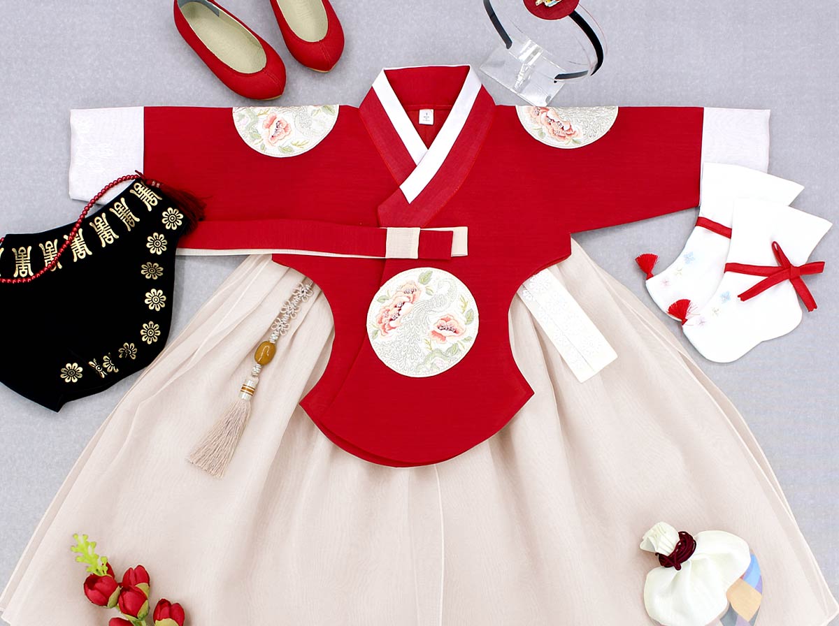 Elegant Hanbok Baby Girl in Red – Joteta Korean Online Shop