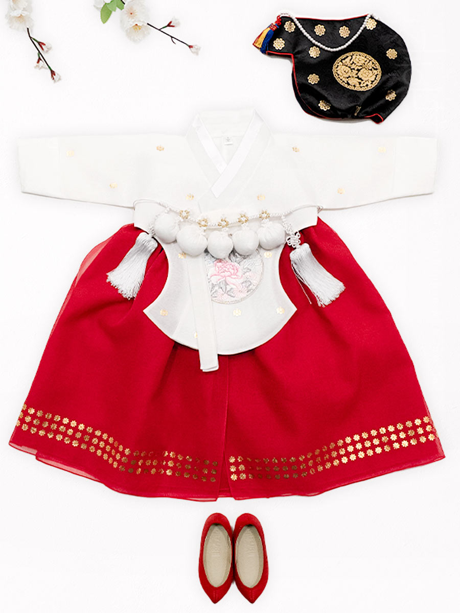 [2026] Ivory Ruby Baby Girl Hanbok – Joteta Korean Online Shop