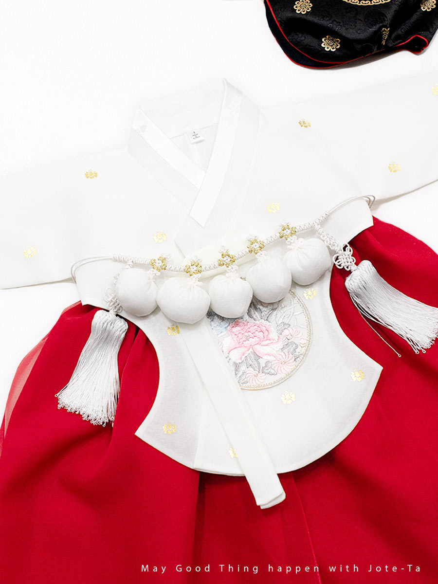[2026] Ivory Ruby Baby Girl Hanbok – Joteta Korean Online Shop