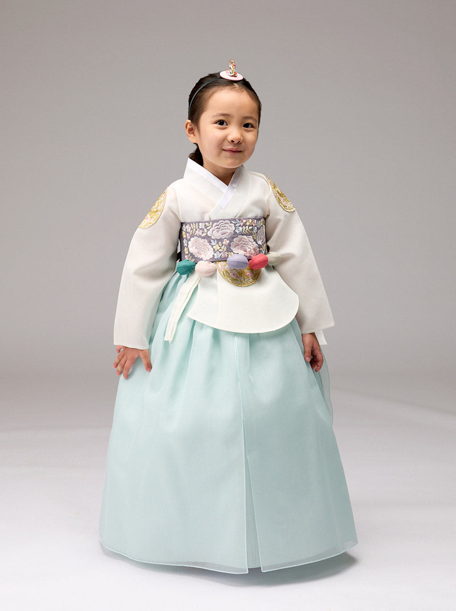 Mint with 3 Dragon Embroideries Girl Hanbok – Joteta Korean Online Shop