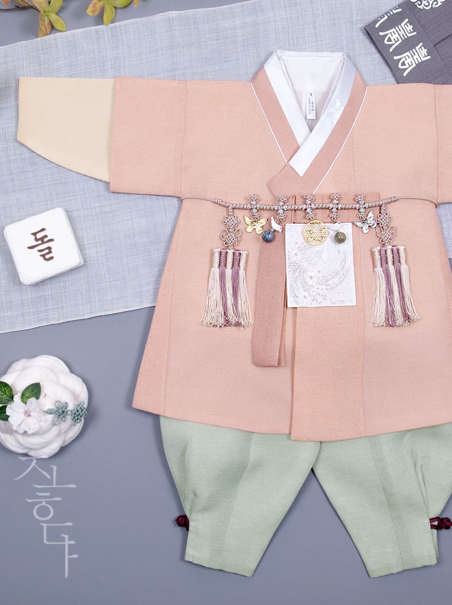 Phoenix Embroidery Boy Hanbok in Apricot – Joteta Korean Online Shop