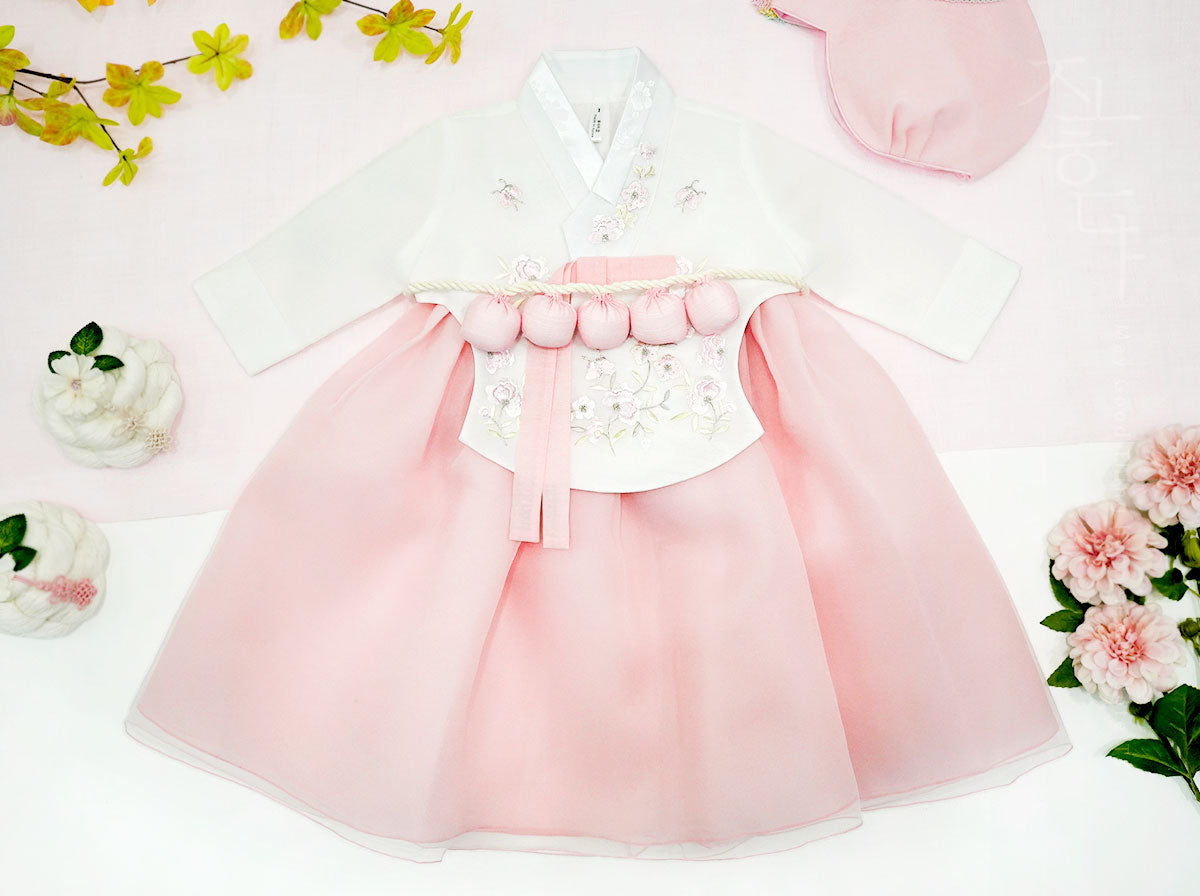Spring Day Floral Baby Girl Hanbok in Light Pink – Joteta Korean Online ...