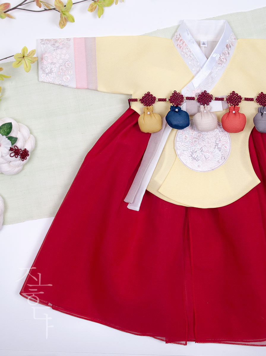 Wild Flower Girl Hanbok in Yellow & Red – Joteta Korean Online Shop