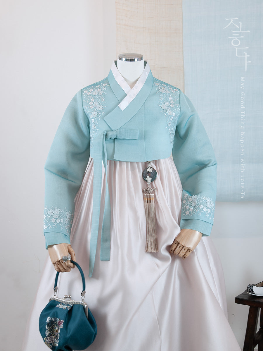 Dalbit Sori Female Hanbok in Pink in Skyblue – Joteta Korean Online Shop