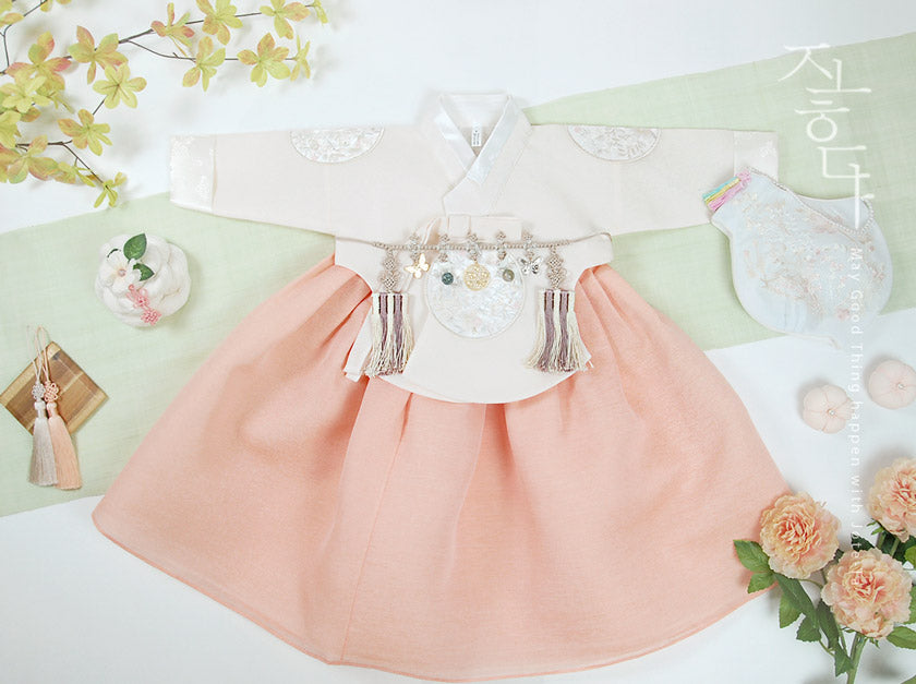 Adorable Baby Girl Hanbok in Orange Coral | Shop Now – Joteta Korean ...