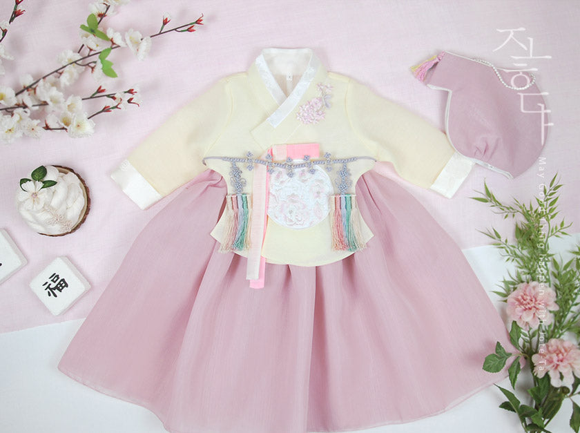 Pretty Baby Girl Hanbok in Lemon Yellow/Pink – Joteta Korean Online Shop